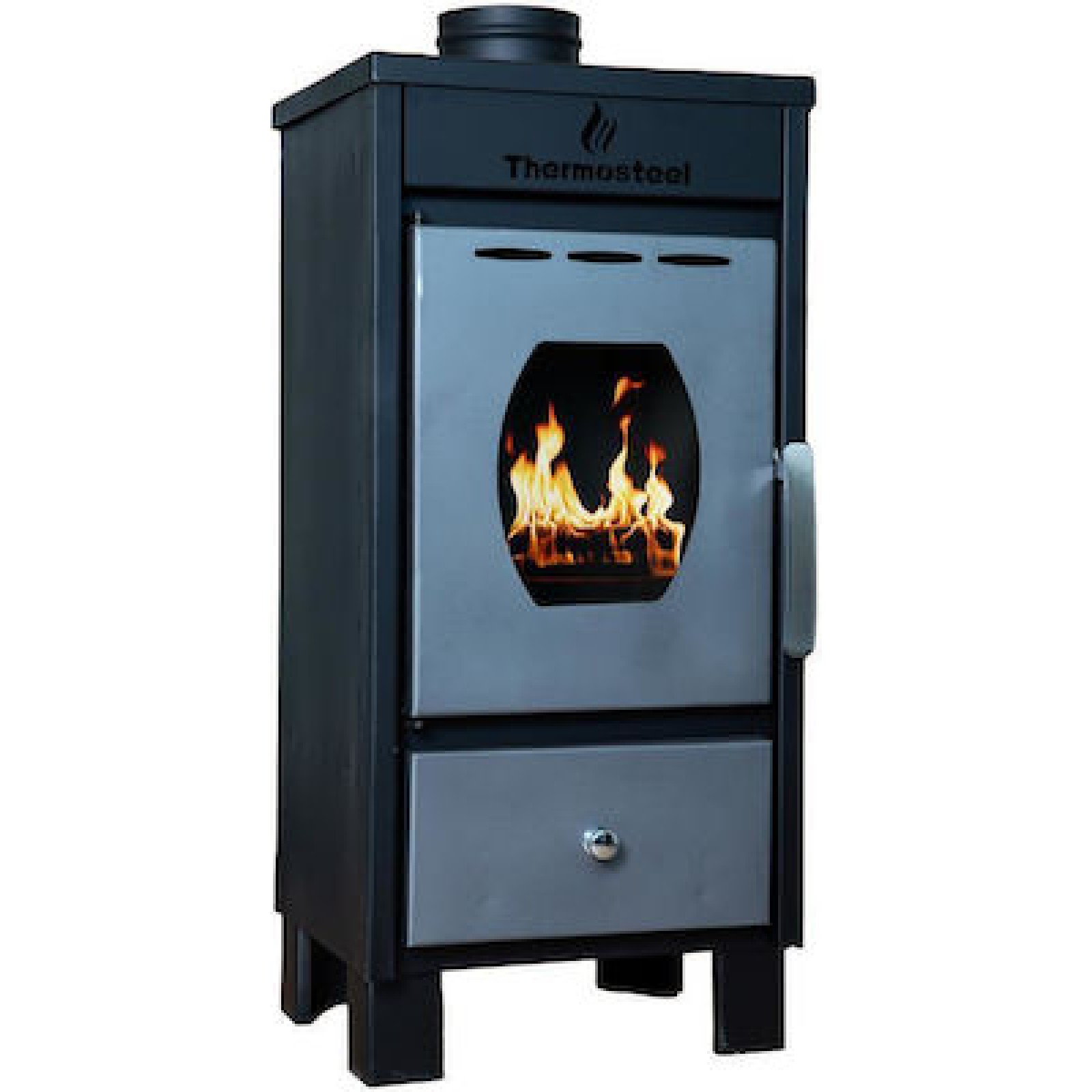 Thermosteel Χαλύβδινη Ξυλόσομπα Μαύρη Κωδικός: X10 Συνολική Ισχύς: 10.5kW