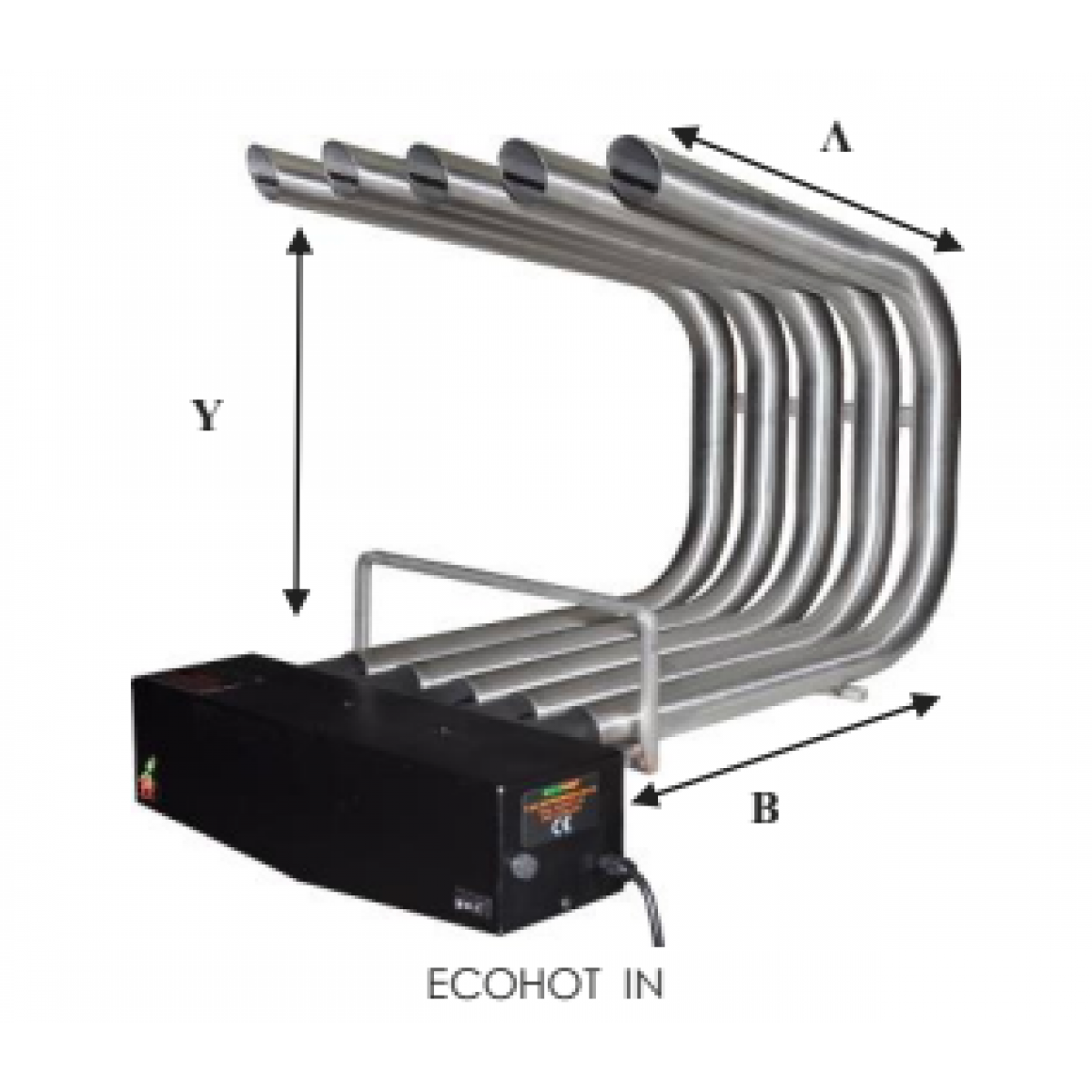 ECOHOT Ecohot 2-R inox 47 x 66 x 60-89 cm Αερόθερμο τζακιού με ισχυρή ...