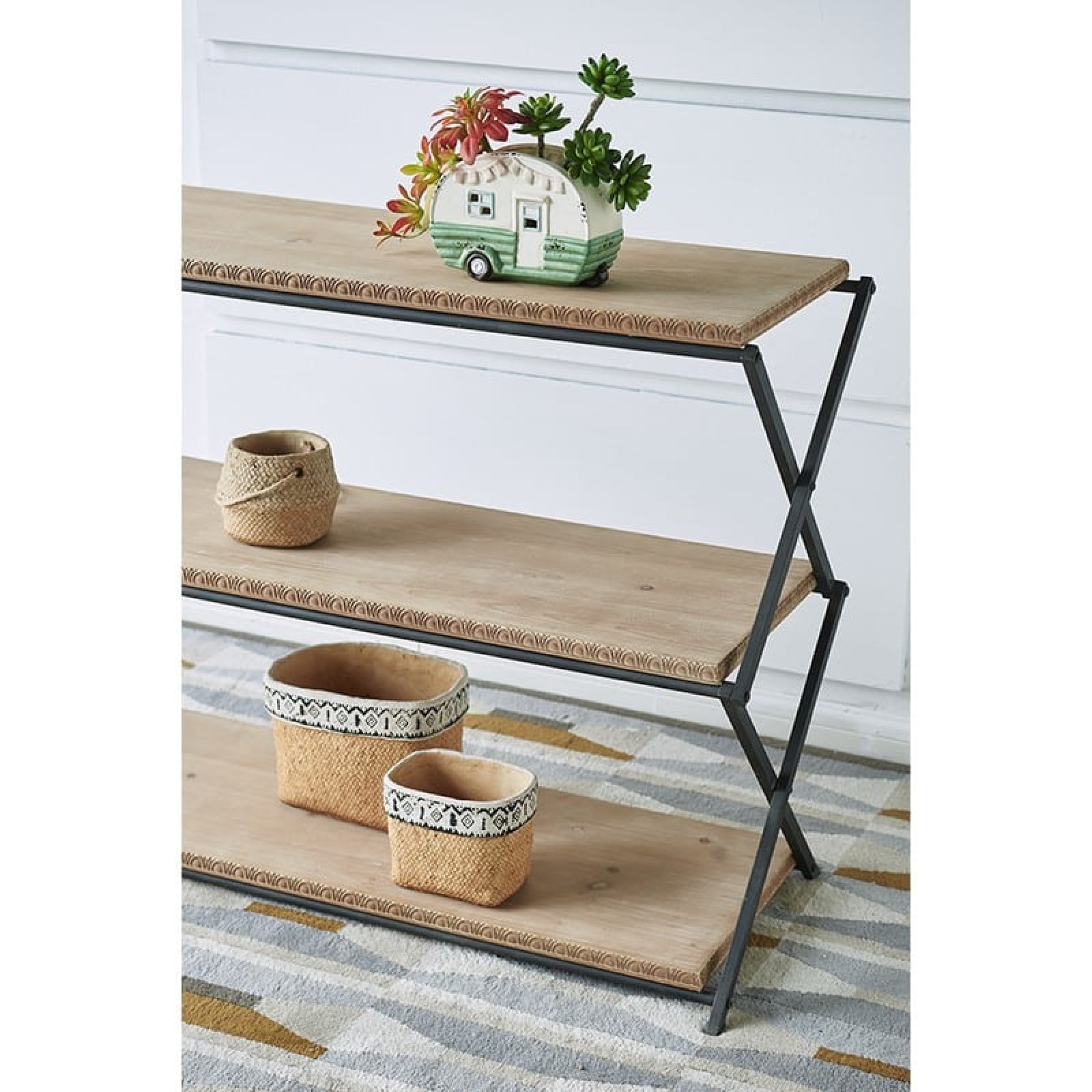 Artekko Pruah Ραφιέρα από Ξύλο Ελάτης και Μεταλλικό Σκελετό (120x40x85 ...