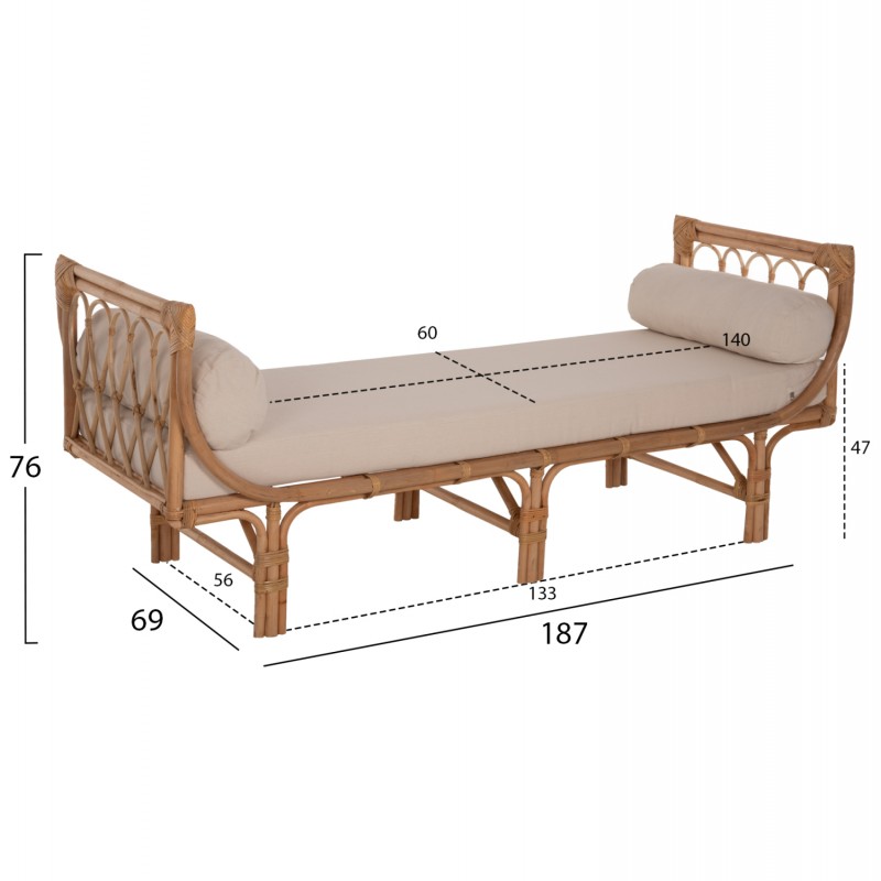 ΚΑΝΑΠΕΣ ΕΞΩΤΕΡΙΚΟΥ ΧΩΡΟΥ CHARMELLA HM9659 ΦΥΣΙΚΟ RATTAN-ΜΠΕΖ ΜΑΞΙΛΑΡΙΑ ...
