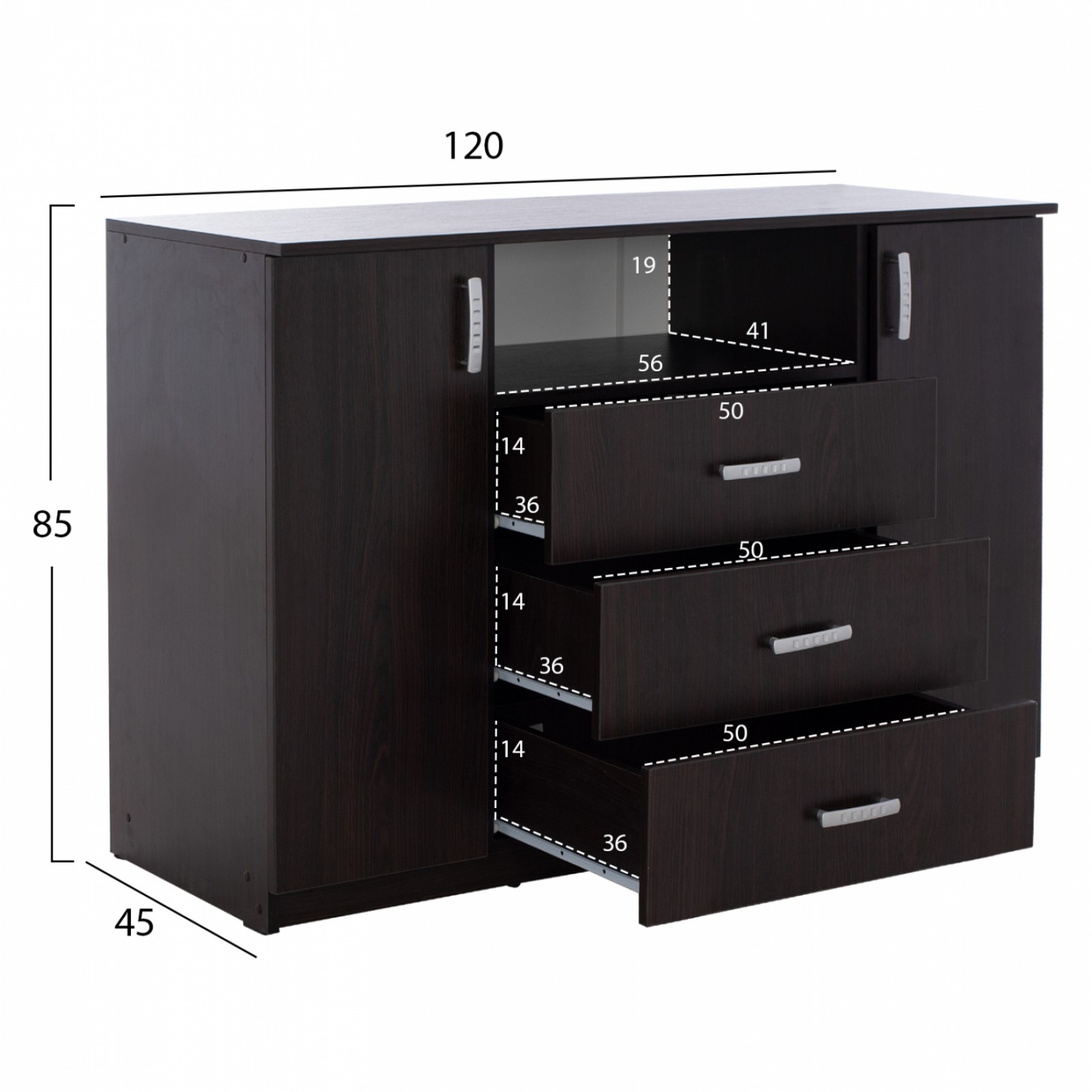 ΜΠΟΥΦΕΣ ΜΕ 2 ΝΤΟΥΛΑΠΙΑ Κ 3 ΣΥΡΤΑΡΙΑ ADLER WENGE HM2430.02 120X45X85Y εκ ...