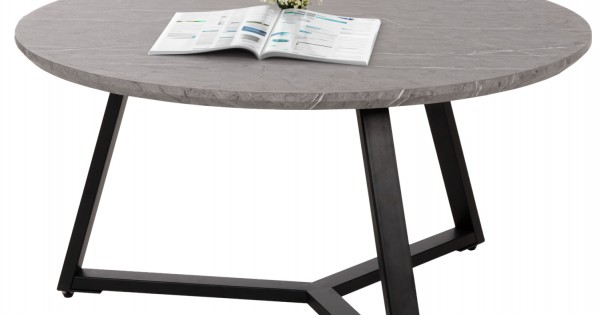 ΤΡΑΠΕΖΙ ΣΑΛΟΝΙΟΥ ΣΤΡΟΓΓΥΛΟ HM9586.02 MDF ΓΚΡΙ ΜΑΡΜΑΡΟ-ΜΑΥΡΗ ΣΑΓΡΕ ΒΑΣΗ ...