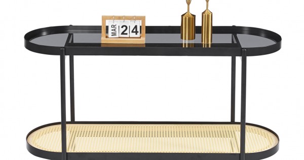 ΚΟΝΣΟΛΑ SEITZ HM18032 ΓΥΑΛΙ TOP-ΜΕΤΑΛΛΟ-RATTAN ΣΕ ΦΥΣΙΚΟ 120x38x76Υεκ.