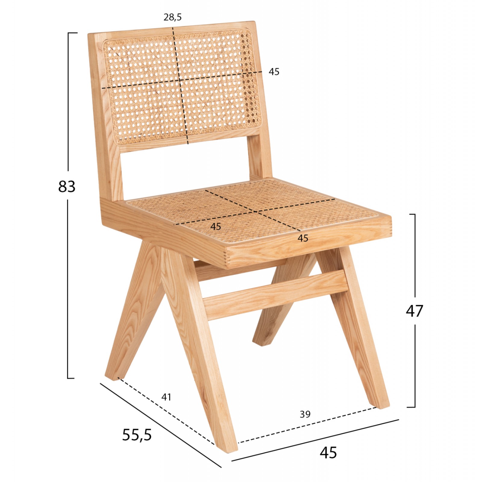ΚΑΡΕΚΛΑ FREDRIK HM9873 ΞΥΛΟ ΦΡΑΞΙΝΟΥ ΚΑΙ RATTAN ΣΕ ΦΥΣΙΚΟ ΧΡΩΜΑ 45x55 ...