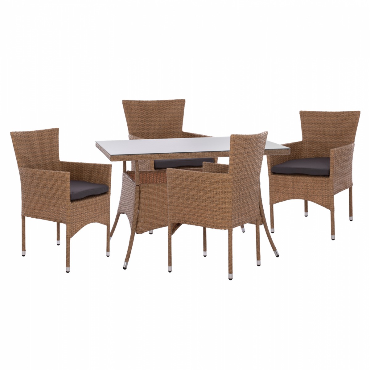 ΣΕΤ ΤΡΑΠΕΖΑΡΙΑΣ 5ΤΜΧ ΤΡΑΠ. 120Χ70 & ΠΟΛΥΘΡΟΝΕΣ WICKER RATTAN ΜΠΕΖ ΚΑΦΕ ...