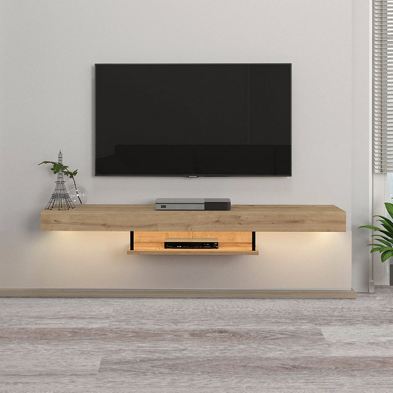 Έπιπλο Τηλεόρασης Επιτοίχιο Albares Megapap Με Led Χρώμα Sapphire Oak ...